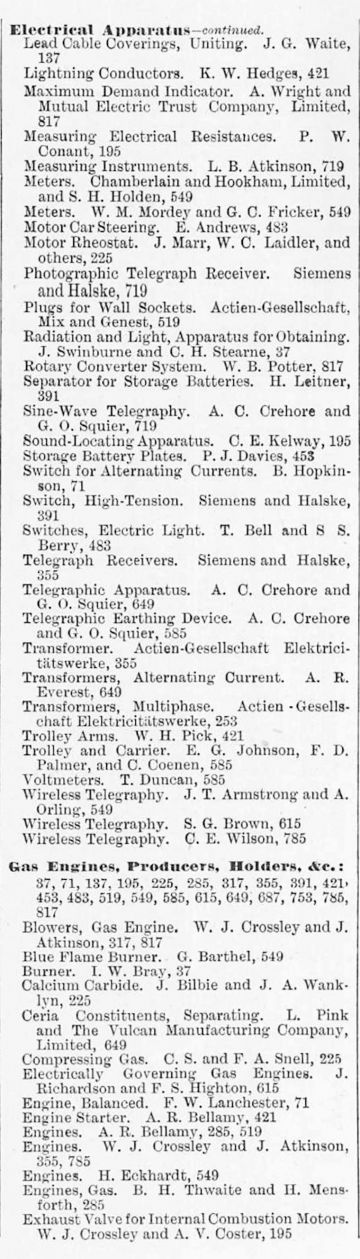 Engineering 1900 Jul-Dec: Index: Patent Record - Graces Guide