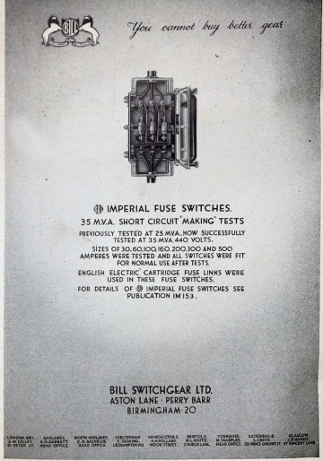 Bill Switchgear - Graces Guide