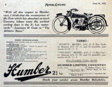 Humber: Motorcycles - Graces Guide
