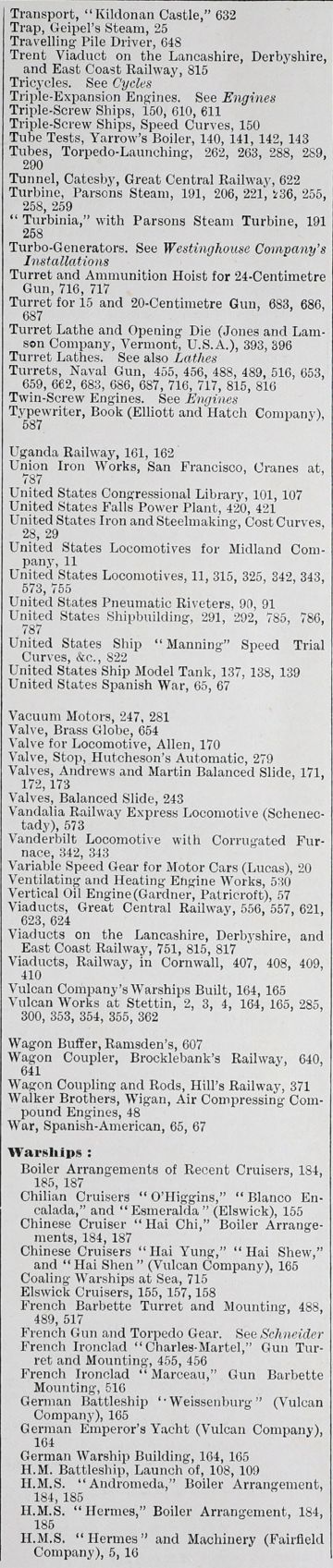 Engineering 1899 Jul-Dec: Index: Illustrations - Graces Guide