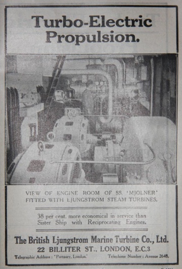 British Ljungstrom Marine Turbine Co - Graces Guide