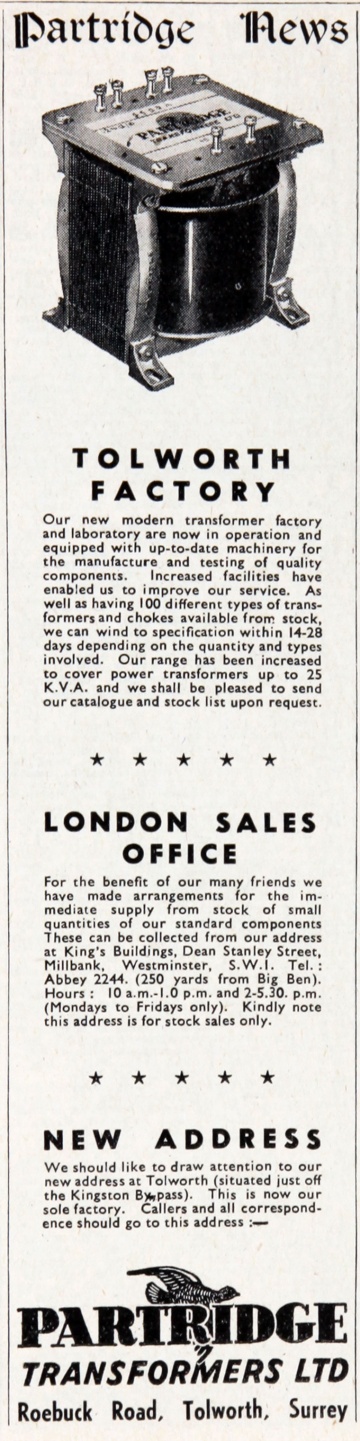 Partridge Transformers - Graces Guide