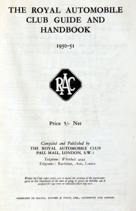 Royal Automobile Club (RAC) Guide and Handbook - Graces Guide