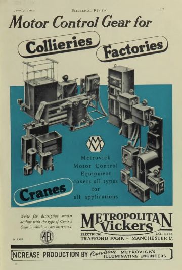 Metropolitan-Vickers: Industrial Equipment - Graces Guide