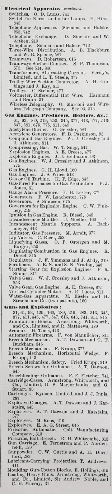 Engineering 1899 Jul-Dec: Index: Patent Record - Graces Guide