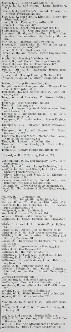 Engineering 1899 Jul-Dec: Index: Patent Record - Graces Guide
