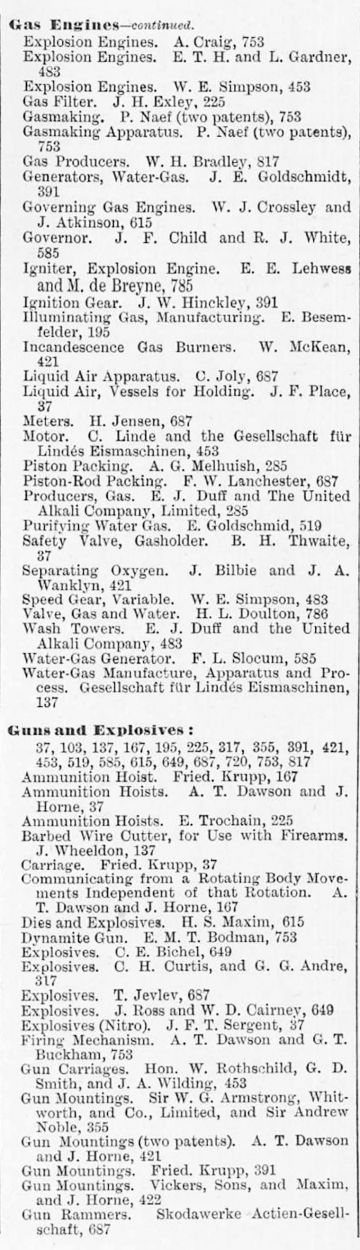 Engineering 1900 Jul-Dec: Index: Patent Record - Graces Guide