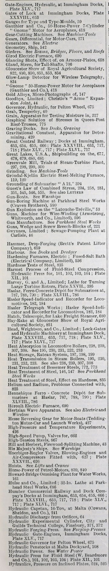 Engineering 1909 Jan-Jun: Index: Illustrations - Graces Guide