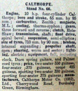 Calthorpe Motor Co - Graces Guide