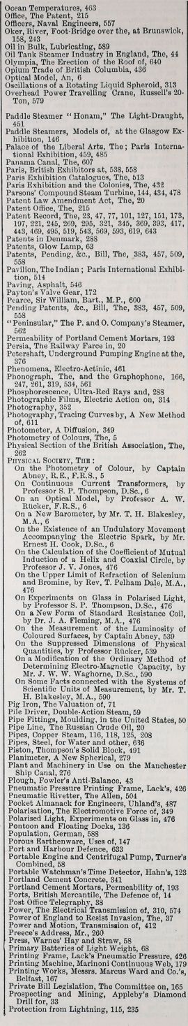 Engineering 1888 Jul-Dec: Index: General Index - Graces Guide