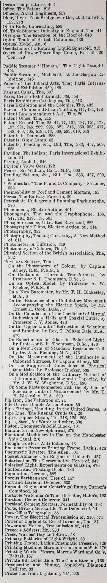 Engineering 1888 Jul-Dec: Index: General Index - Graces Guide
