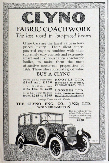 Clyno Engineering Co: Cars - Graces Guide