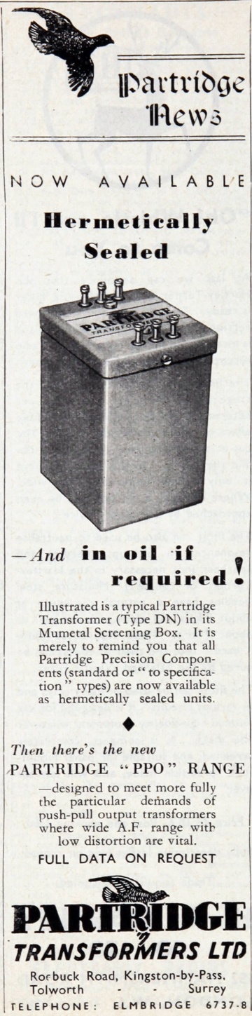 Partridge Transformers - Graces Guide