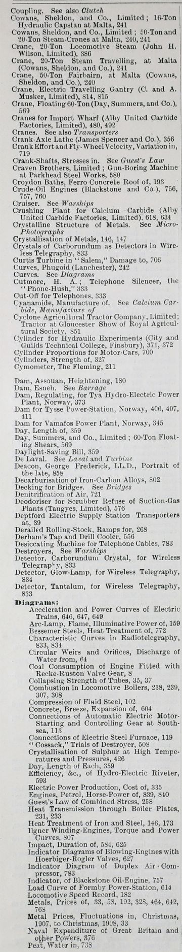 Engineering 1909 Jan-Jun: Index: Illustrations - Graces Guide